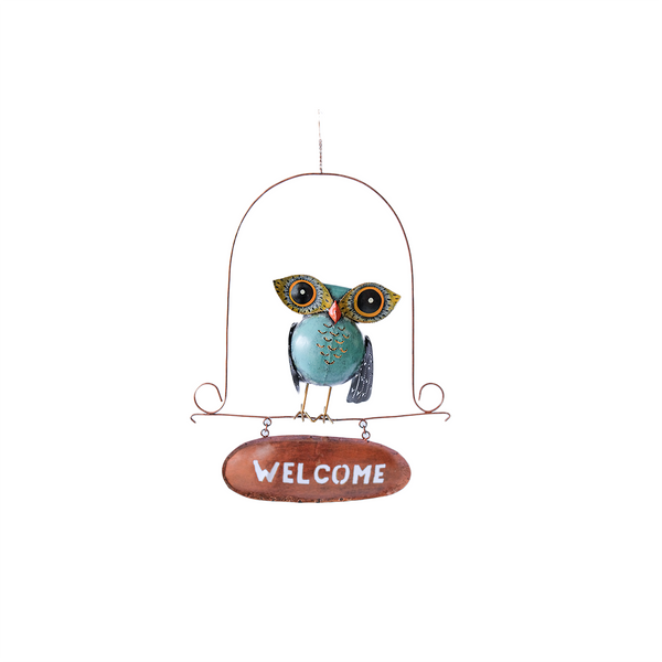 Owl Welcome Sign hanging Metal Wall Decorative Urban Lifestyle - Urban ...