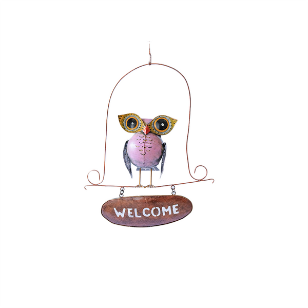Owl Welcome Sign hanging Metal Wall Decorative Urban Lifestyle - Urban ...